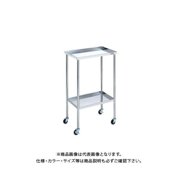 【メーカー】●オリジナルブランド【特長】●拭取りやすいコーナー形状【仕様】●外寸：W485×D315×H785mm●質量：6kg●材質：SUS304、BA仕上げ(支柱/棚板はSUS304)●キャスター：50φゴム車  スチール金具※北海道・...