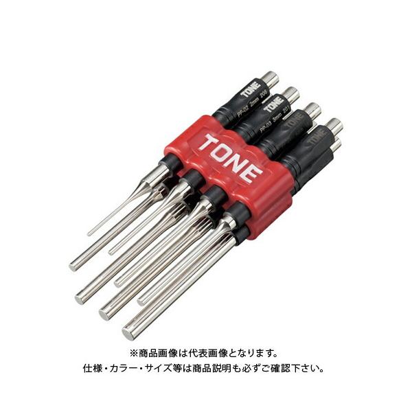 【メーカー】●TONE(株)【特長】●手に馴染む樹脂グリップ付です【用途】●テーパーピンやスプリングピンの抜き差しに【仕様】●ビニールパック入●セット内容(mm)：2.0、3.0、4.0、4.5、05、06、07、08●セット内容(本)：8...