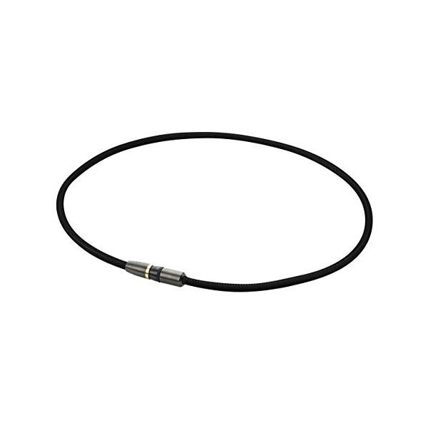 弾丸をモチーフにしたシャープな留め具ブラック×メタリックブラック/50cm/0219TG805053・Color:ブラック×メタリックブラックSize:50cm・パッケージ個数:1・素材:紐(生地)/ポリエステル 紐(中芯)/磁石 留め具/...