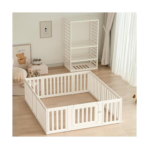 ホワイト/【内径180*200cm・単品】/N511P237677・Size:【内径180*200cm・単品】・(1)【2WAY大変身】育児用品が増えても大丈夫！不要時は収納棚に早変わり・(2)【プロ級の安定感】アップグレード版はすべて固定...