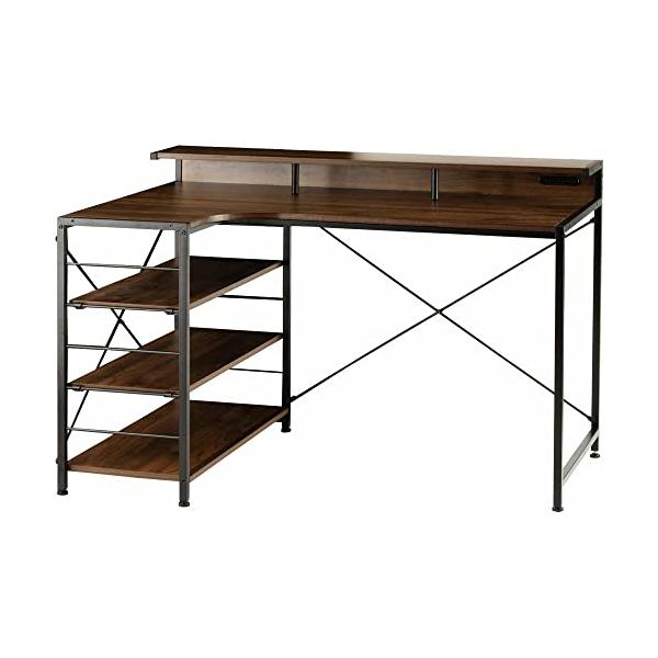 ラック付きデスク・a)ブラウン 幅約120×奥行約79.5×高さ約80 LDK-1279・・Color:a)ブラウンPatternName:a)ラック付き/L字タイプ・商品サイズ（cm）：幅約120×奥行約79.5×高さ約80・商品重量：約...