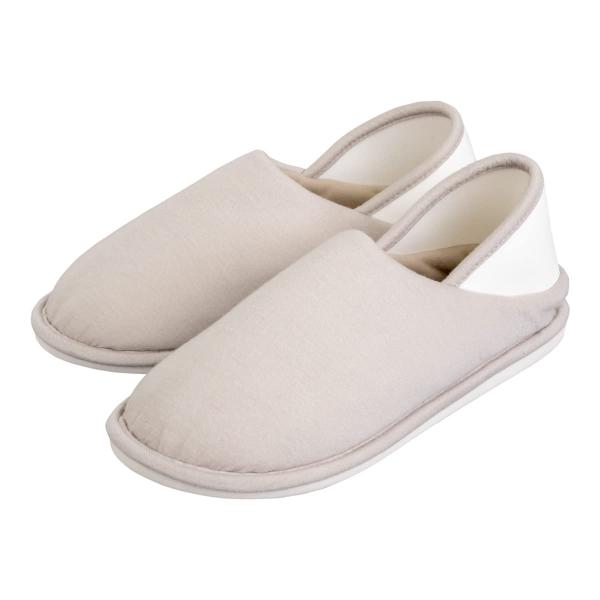 軽量・グレー L 75203・・Size:LColor:グレー・〜入院時の履物として最適なかかと付きの室内履きです〜・(1)かかと付きで歩行が安定・(2)潰れにくいかかと部分・(3)快適なはき心地・(4)滑りにくい靴底