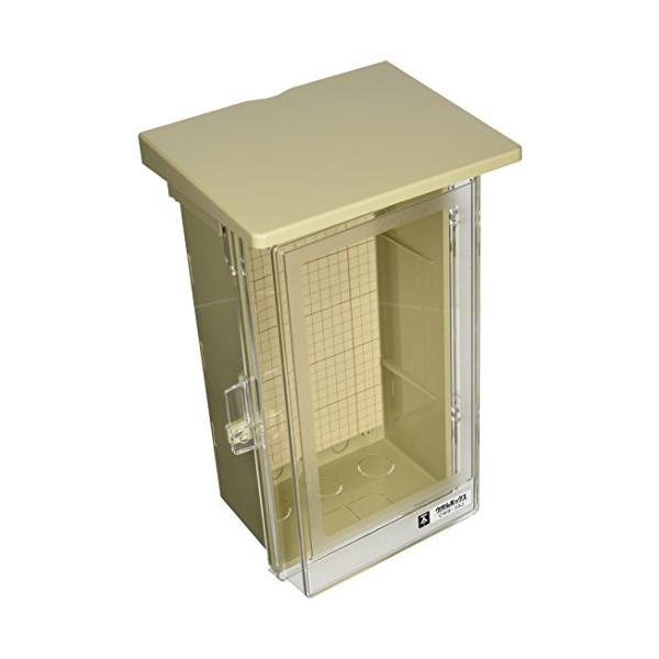 タテ型/屋根付・ベージュ 有効フカサ:120 CWB3AJ・プラスチック製防雨スイッチボックス・透明蓋・種類:屋根付タテ型・色:ベージュ色(本体・屋根)・取付スペースELB:3P100AF×1