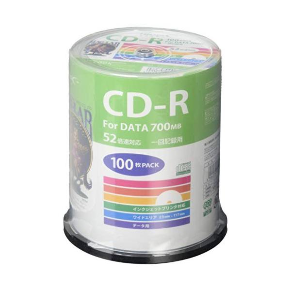 ・ スピンドルケース100枚 HDCR80GP100・規格:CD-R・種類:PC用 / 52倍速・入数:100・盤面印刷:可 / 印刷面:ワイド