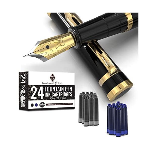 Slim Box + 24 Pack Ink [Medium Nib]・ブラックゴールド  EDIC-MNGF-PO・・Color:ブラックゴールドStyle:Slim Box + 24 Pack Ink [Medium Nib]・優雅に美...