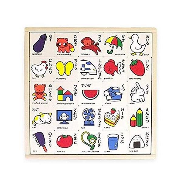 ひらがなつみき。あいうえおの文字（ひらがな・カタカナ・ローマ字）と絵柄（日本語名・英語名）の入った積み木。安心の日本製造（岐阜県郡上市）。積み木の絵のデザインは郡上八幡の子育て中のママが描きました。・対象年齢：1.5歳〜、サイズ：積み木/5...