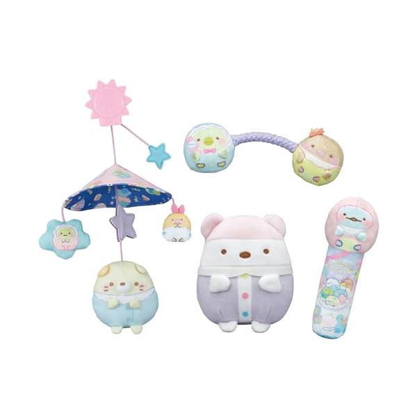 すみっコぐらしのおもちゃが４つ入ったギフトセットです。それぞれのおもちゃには音のしかけがついており、やわらかい素材でできているので赤ちゃんのはじめてのおもちゃにぴったりです。・電池不要・?2024 San-X Co.  Ltd. All R...
