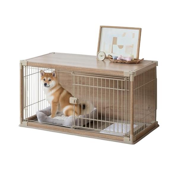 ベージュ/中型犬/PIWS-1260・Size:中型犬Color:ベージュ・木製の屋根と背面板を付け、ワンちゃんがリラックスできる空間を目指したサークルです。・屋根・背面板はメラミン樹脂製のシートを使用しているので、ふき取り等のお手入れが簡...