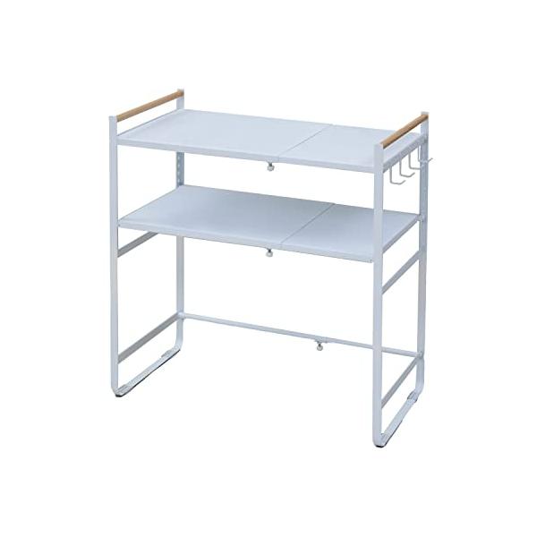 【レンジ上ラック】伸縮2段・ホワイト 幅46-73×奥行35.5×高さ70cm DRR-732(SWH)・・Color:ホワイトStyle:【レンジ上ラック】伸縮2段・【幅が伸縮する】幅が46-73cmまで伸縮するので電子レンジ・トースター...