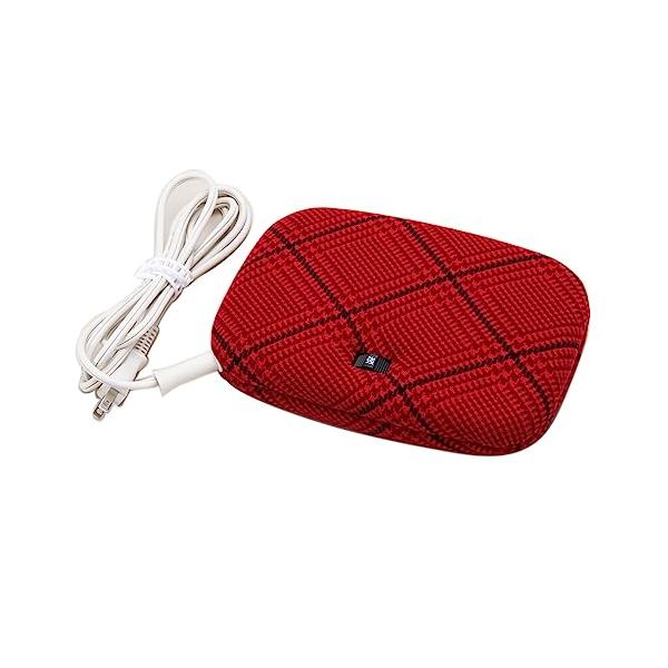 平形あんか・赤（チェック柄） 約23×16×5cm ・・Style:平形あんか・本体サイズ：約D 16 × W 23 × H 5 cm・本体重量：約0.55kg・消費電力：60W・電源コード長：約2m・表面材質：ポリエステル100％