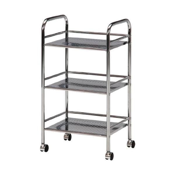 三段式・クロム 幅400~0×奥行320~0×高さ745~0(mm) 93397・・Color:クロムPatternName:3段・本体:スチール・原産地:台湾・構造部材:金属(鋼)・表面加工:めっき(クロム)/エポキシ樹脂塗装・お客様組立品