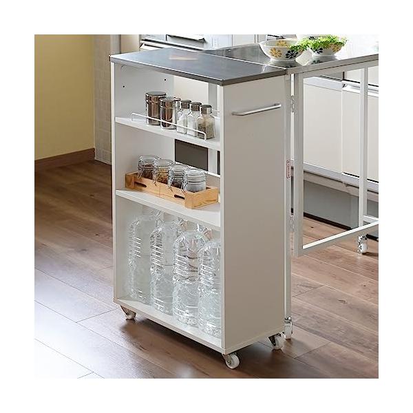 高さ85cm(4段)ステンレス天板・ホワイト 幅24×奥行50(取っ手含む奥行53)×高さ85cm RSW-24(WH)・・Color:ホワイトStyle:高さ85cm(4段)ステンレス天板・【スリムなワゴン】幅24cmとスリムなので、食器...