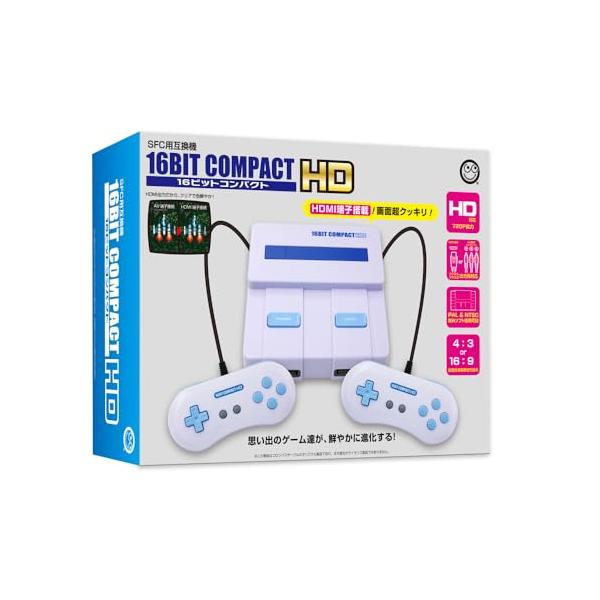 アクアブルー/-/CC-16CHD-BL・パッケージ個数:1・本製品「16ビットコンパクト HD」は、懐かしの名機「スーパーファミコン」のゲームカセットが「HD出力」のクッキリ鮮やかな映像美で楽しめる、「HDMI接続機能」を搭載したSFC用...