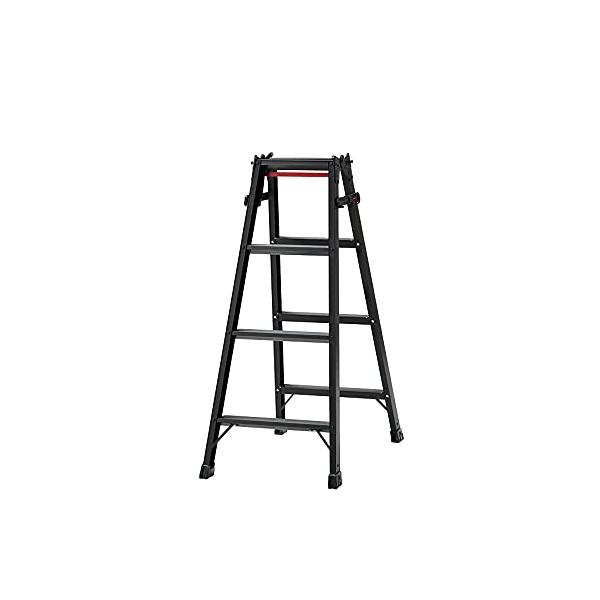 アルミ合金・ブラック 4段 (1.10m) RHB-12・・Size:4段 (1.10m)PatternName:単品・最大使用質量:100kg・天板高さ(m):1.10　使用最大高さ(m):0.80・はしご時長さ(m):2.33　天板寸法...