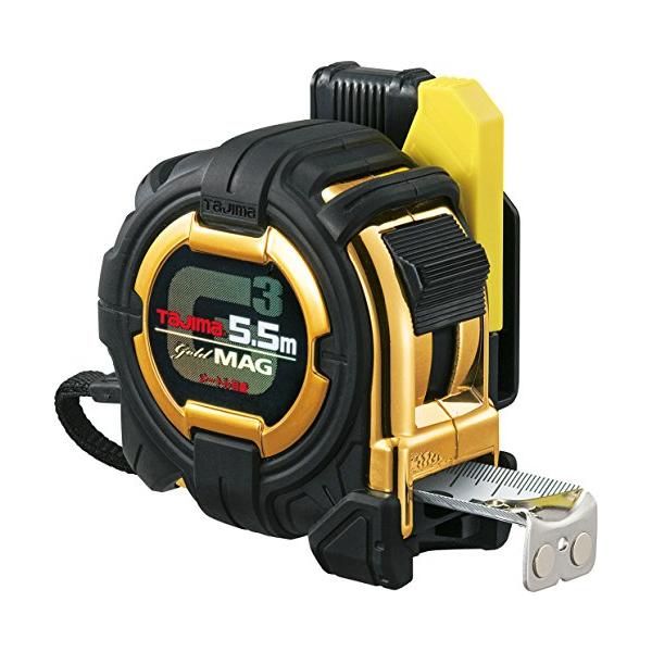 幅27mm・爪マグネット付・ゴールド 5.5m SFG3GLM2755BL・・Size:5.5mStyle:幅27mm・爪マグネット付PatternName:落下防止ホルダー付・ゴールド仕上げのボディをスリットを刻んだアーマードケースでカバ...