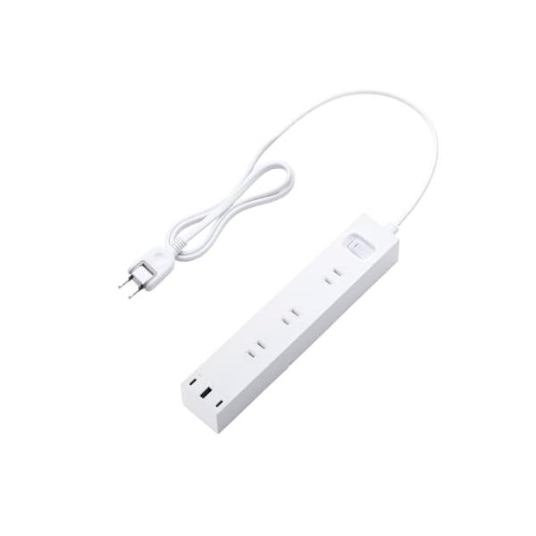 1mホワイト/-/ECT-3910WH・Color:ホワイトStyle:1mPatternName:1)タップ単体・パッケージ個数:1・上面と側面に各3個口、計6個口の2ピン式差込口を搭載したタップです。・USBポートは、USB Type-...