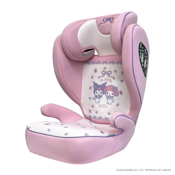 マイメロディーとクロミのデザインがかわいいジュニアシートです●適合規格：UN ECE R129/03　　　　　　最新の安全規格R129適合●身長基準・ハイバックシートモード：身長100cm〜150cm・ブースターシートモード：身長135cm...
