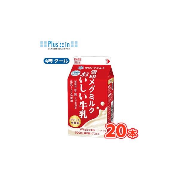 雪印　メグミルク　雪印メグミルク牛乳 500ml×20本入　紙パック〔雪印　メグミルク　クール便　乳製品　牛乳〕送料無料