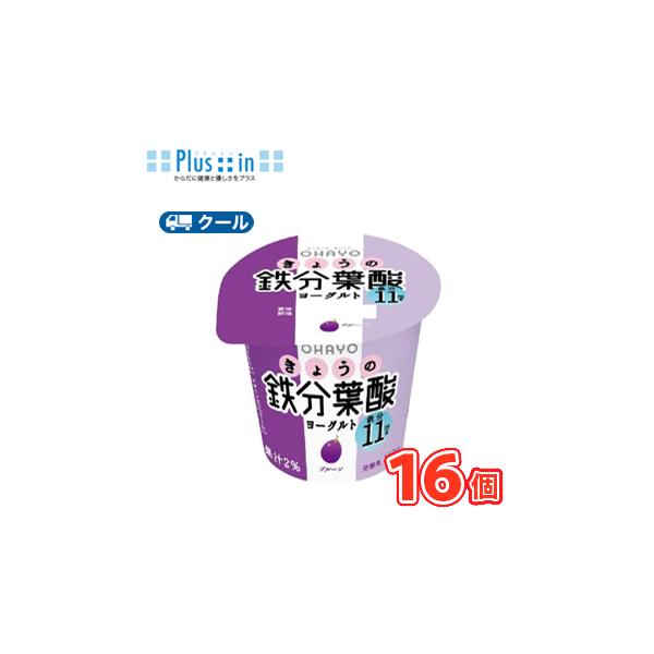 オハヨー　きょうの鉄分葉酸ヨーグルト【100g×16個】　クール便　食べる　〔オハヨー乳業　クール便　乳製品　ヨーグルト　鉄分　プルーン〕送料無料