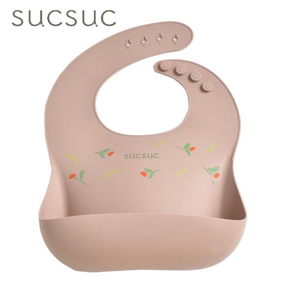 SUCSUC(スクスク)食べこぼしキャッチのできるポケット付き、首回りの調節ができるオリジナル型。抗菌効果のあるシリコーン素材。カラーがかわいいシンプルなデザインビブです。ギフトにも○【材質・生産国】材質：シリコーンゴム（耐冷温度−２０℃　...