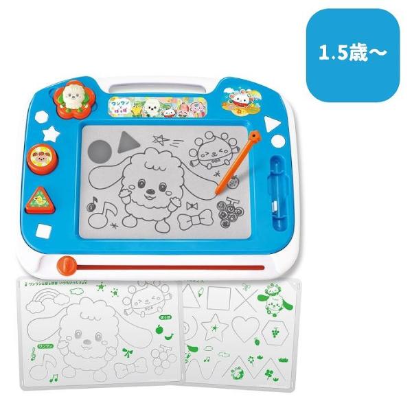 何度も描いたり消したり! マイクロカプセル方式でくっきり描けるおえかきボード。小さなお子さまでも簡単にワンワンの顔スタンプを押したり、おえかきシートでキャラクターや図形をかけます。にぎりやすいすべり止め付きのマグネットペンに、スタンプはワン...