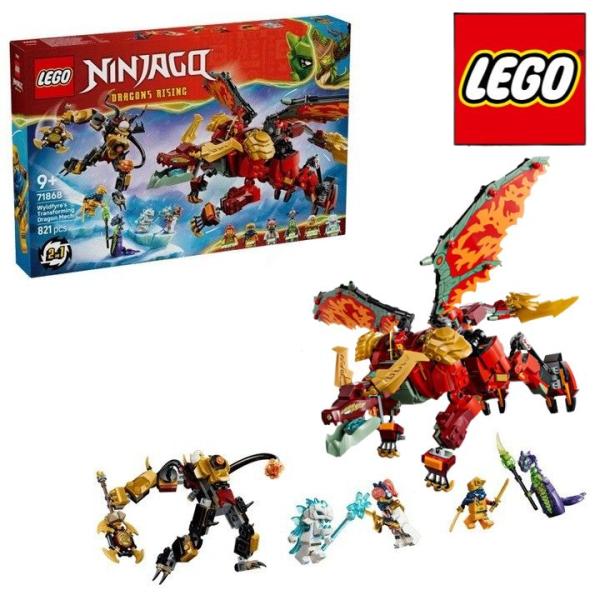 レゴニンジャゴー ワイルドファイヤの変形メカドラゴン（71868）は、『ニンジャゴー ドラゴンライジング』シーズン4の手に汗握るアクションを追体験できる組み立てセットです。4本足のドラゴンが大剣を装備したメカに変形する2in1アクションフィ...