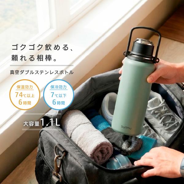 落ち着いたカラーと、マットな質感が目を引く「sumuu meebo（ミーボ）」のピクニックボトルが登場しました。最大の特徴は、1120mlという頼もしい大容量。 一般的な1Lボトルよりも少し余裕を持たせたサイズ設計で、長時間の外出やスポーツ...