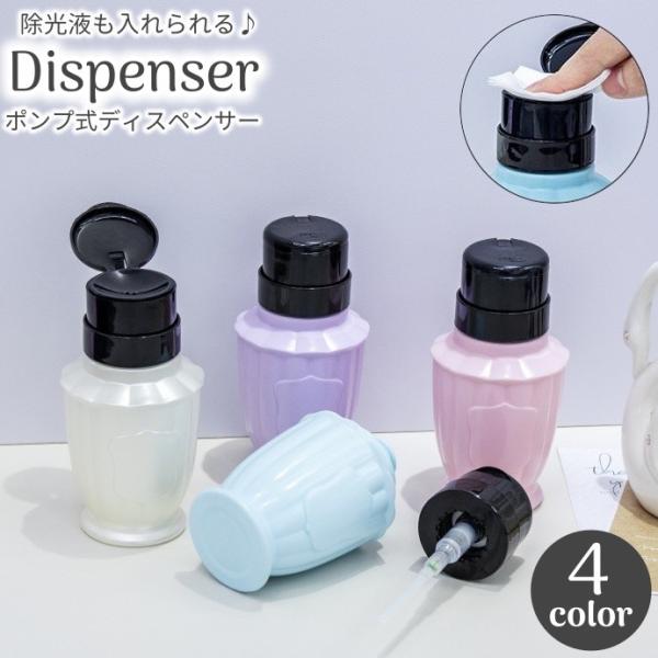 ロック付きで便利なプッシュタイプのディスペンサーです。 クリーナーやアセトンなどの保管に最適な防漏設計。無地のパステルカラーでスタイリッシュ！【サイズについて】画像をご参照ください。【素材について】プラスチック【カラーについて】生産ロットに...