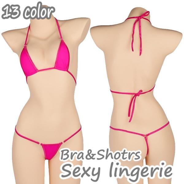 レディースのブラジャー＆ショーツのセクシーランジェリー、上下2点セットです。マイクロビキニの三角ブラとTバックが大人セクシー◎【サイズについて】画像をご参照ください。【カラーについて】生産ロットにより柄の出方や色の濃淡が異なる場合がございま...