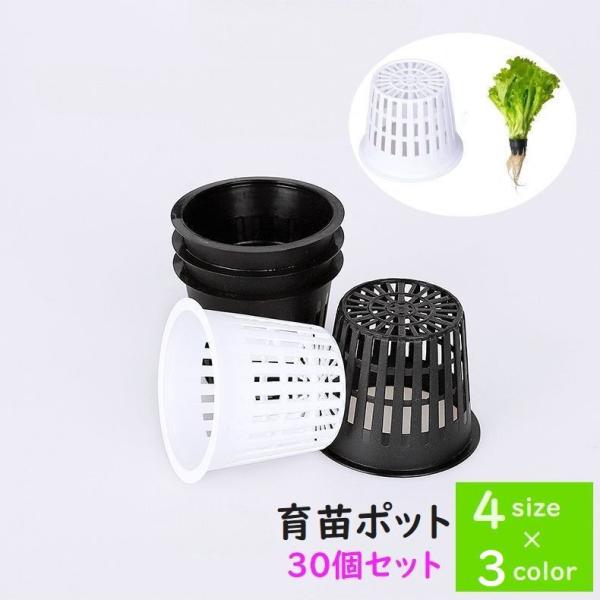 シンプルな育苗ポットです。30個セットでの販売です。サイズは外径35mm・外径45mm・外径50mm・外径60mmの4種類あります。【サイズについて】画像をご参照ください。【素材について】プラスチック【カラーについて】生産ロットにより柄の出...