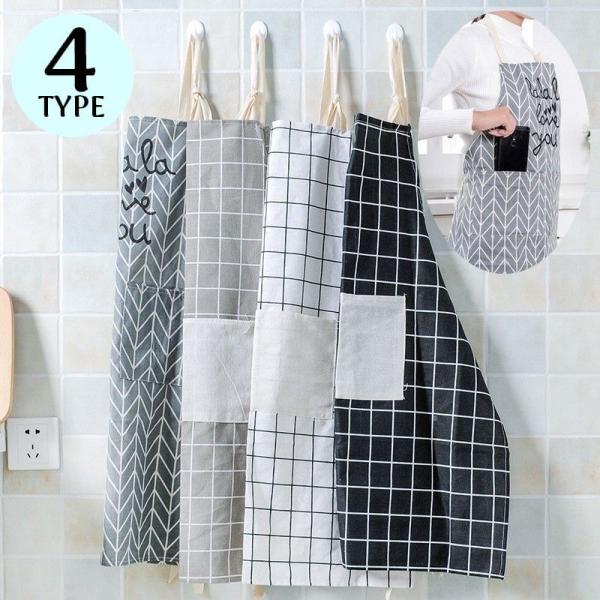 胸当て付きのカジュアルなチェック柄デザイン♪便利なポケット付き！男女兼用の首掛けワークエプロンです。家庭用としてはもちろん作業・業務用にも◎母の日ギフトなどにもオススメのアイテム☆【サイズについて】画像をご参照ください。【素材について】綿混...