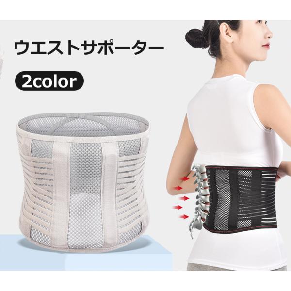 腰のトラブル対策にオススメのウエストサポーター。着脱は面ファスナーで楽々♪ 自分にフィットするサイズに簡単に調整可能！メッシュ素材を使用しているので蒸れにくく、長時間の装着が苦になりにくい♪男女どちらでもお使いいただける豊富なサイズを取り揃...