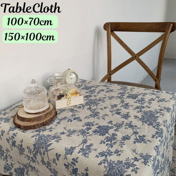 レトロ感のある北欧風フラワーデザイン♪100cm×70cm／150cm×100cmの布製テーブルクロスです。 ご家庭用としてはもちろん、店舗用としてもオススメのアイテム☆※150cm×150cm／150cm×200cmも販売中です。 【za...