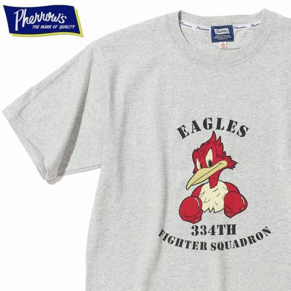 ■スタイル■ 半袖Tシャツ U.S.AIRFORCE 第334 戦闘飛行隊 イーグルス EAGLES 334TH FIGHTER SQUADRON 26s-pt15 ■ブランド■ Pherrow's フェローズ アメカジ ヘザーグレー ■コ...