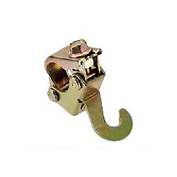 ミニひっかけクランプ フックタイプの特徴テンションクランプの反対側、引っ張られる側のパイプに取り付けて使用します。干し大根、干し柿、農具等を吊るす万能ハンガーとしても使用できます。規格:φ25.4用形状:フック