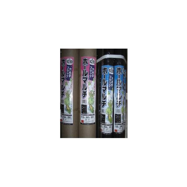 穴あきマルチ(ホールマルチ)です。色:黒品番:9227厚み:0.02mm幅:95cm長さ:50m穴数/配置:2列/ちどり穴穴径:60mm条間:45cm株間:27cm穴があいているので定植用などに最適です。雑草を抑える、作物の生育を進めます。...