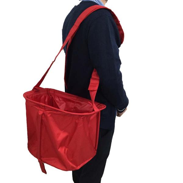 底ありタイプの収穫容器ショルダー付きで両手が使え作業効率UP！！果実・野菜の収穫に便利です。投入口が広く入れやすい。サイズH30cmｘW34cmｘD30cm容量　約20L材質：POLYESTER・スチール使用上の注意火のそばにおいて使用しな...