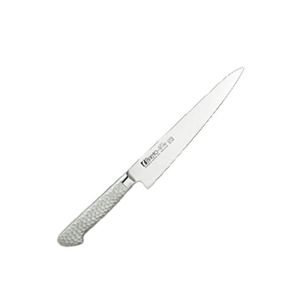 ◆本刃付け　砥石による本格的な刃付けを施し、鋭い切れ味を　持続させます。◆本研刃造り　本刃付けする前に研ぎ直しを容易にするため、水　砥の荒砥・中砥を使用。刃基を研ぎだしてあります。◆一体構造　刀身とハンドルはすき間のない一体構造。◆モナカハ...