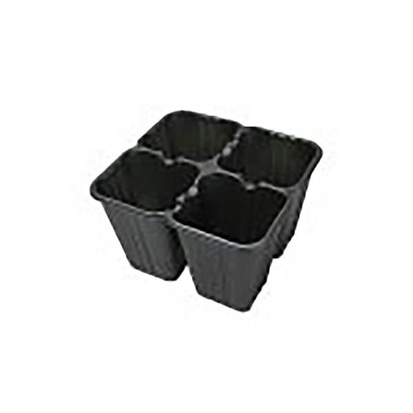 ◆縦11cm × 横12cm × 高さ7.5cm ×4連ポット1200個入り◆カラー：黒02トレー(リターナブルトレー)に縦4パック、横3パック、合計12パックがキレイに収まります。今ご使用の土入れ機や台車がそのまま使えますので、出荷用段ボ...