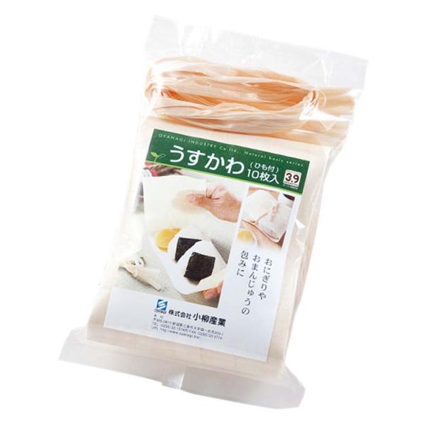 天然素材の木のシートを用途に合わせてカットしました。おにぎり用（10枚入）です。ひも付きなので、おにぎりやお饅頭を包むのに最適です。商品サイズ/約12×43cm包装/袋（フック可）生産国/日本