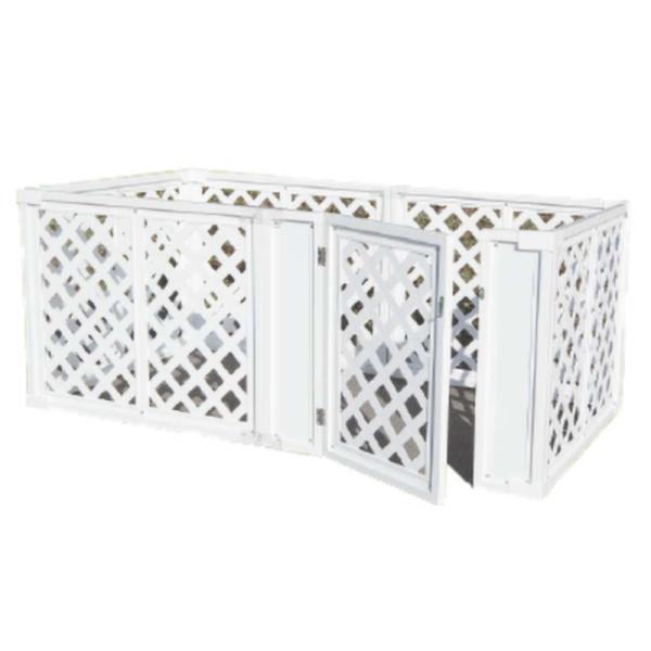 簡易的に簡単に設置できるケージです。サークルとしても現場の資材置場フェンスや小型犬ドックランフェンスなどにも使えます。開き戸タイプの扉は打掛錠での固定になります。セットサイズ：1100ｘ2200mmセット内容ラティスフェンスRFW-2 (1...