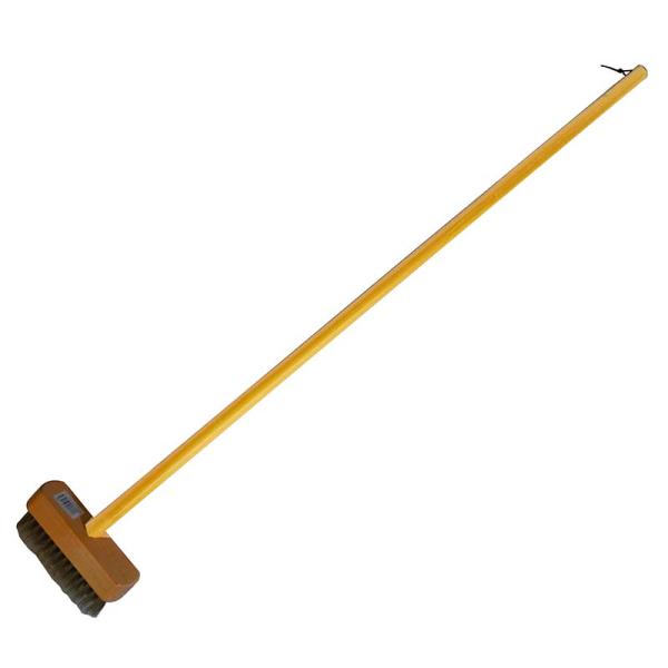 木柄ワイヤーデッキブラシです。ガシガシこすれるので、頑固な汚れを落とせます。◆材質柄：木製　頭部：スチール◆サイズ長さ：約100cm　頭部幅：17cm