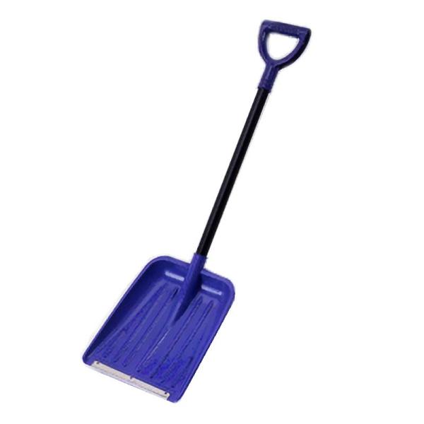 少し小さくて、軽くて丈夫な除雪スコップ。先金補強付きです。サイズ：全長/約97cm 幅/約28cm材質：ポリエチレン　ステンレス鋼　鉄パイプ（塩ビ被覆）