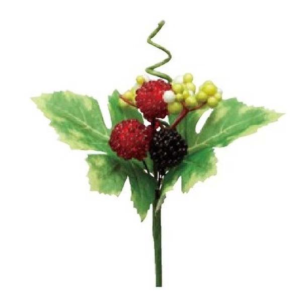 フェイクフルーツです。アレンジメントなどに。メーカー名：（株）ビオフローラミニラズベリーピック H046966-792802-0　4580120792802サイズ：実φ1.8cm、W10×L14cm材質：ポリエチレン、ポリエステル入数：1本