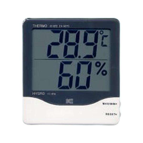 【商品紹介】大きなデジタル表示で、温度・湿度測定がひと目でわかります。最高・最低温度や湿度をリセット記録し、再表示することが簡単操作できます。【規格】●測定範囲：温度：−10〜60℃　　　　　　湿度：10%〜99%●サイズ：H110mm x...