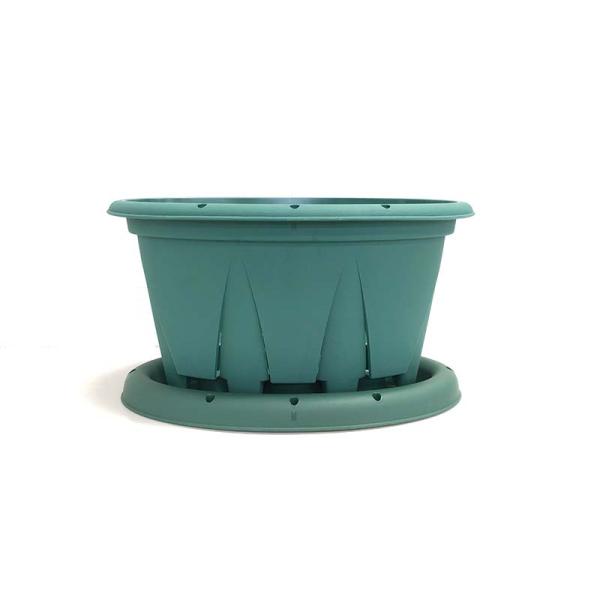 底面給水機能付き 楕円型スリット鉢プランター商品名：スリットプランター500型カラー：モスグリーンサイズ：250mm×500mm×280mm容　量：約 14.5L入　数：10