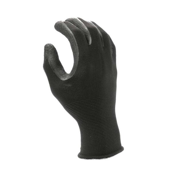 通気性が良く、グリップ力に優れています。品番：FT-3321-10Pカラー：黒サイズ：S、M、L、LL原材料：[原手]ポリエステル　[手のひら]天然ゴム入数：10双組【特徴】■13ゲージ■天然ゴム■背抜きコート■チヂミ加工