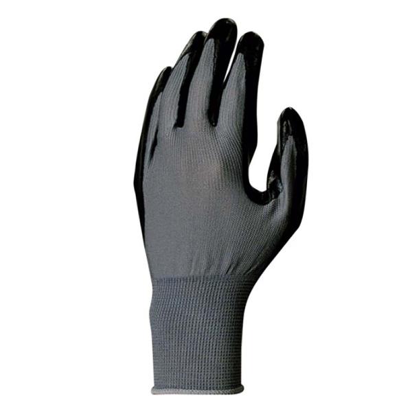 通気性が良く、耐油性・摩耗強度に優れる。品番：FT-3311-10Pカラー：グレー×クロサイズ：S、M、L、LL原材料：[原手]ポリエステル　[手のひら]ニトリルゴム入数：10双組【特徴】■13ゲージ■ニトリル■プレーンコート■背抜きコート■耐油