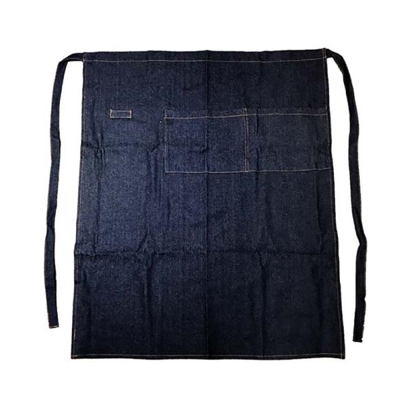 撥水加工を施したデニムエプロン。厚めのデニム生地を使用しているので、丈夫で長持ち。シンプルなデザインで、男女問わずにお使いいただけます。運搬作業や一般作業、園芸用に。品番：NS-90カラー：デニムサイズ：フリー（着丈：79cm　裾幅：67c...