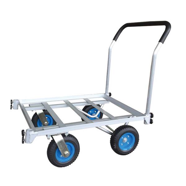 取っ手は両側どちらにもつけることが可能です。ノーパンクタイヤ仕様。4輪のうち2輪は自在タイヤです。型　番：TC4519AL-N積載面寸法：87×54cm押手の高さ：88cm自　重：16kg車輪径：8inch積載荷重：80kg仕　様：コンテナ...